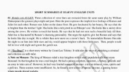 Short Summaries - English - Notes - Teachmint