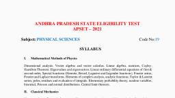 APSET PHYSICAL SCIENCES - Physical Sciences - Notes - Teachmint