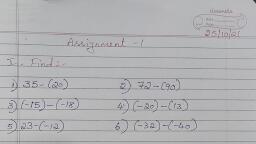 Integers - Maths - Assignment - Teachmint