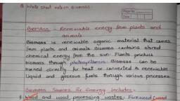 Biomass - Skill Enhancement Course - Notes - Teachmint