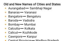 Topic-15 Old & New Names Of Cities - G.K - Notes - Teachmint