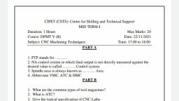 UNIT TEST 1 - CNC Machining Techniques - Subjective Test - Teachmint