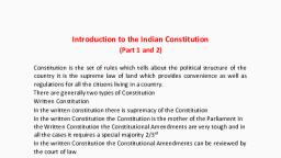 Introduction to indian constitution - Cds - Notes - Teachmint