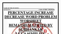 Percent Increase Decrease Word Problems - Mathematics - Assignment ...