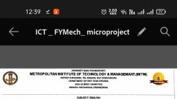 Microproject Of ICT (Submission ) Mechanical Engineering Students - ICT - Assignment - Teachmint