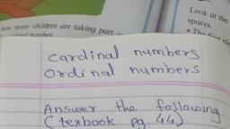 Cardinal and Ordinal Number - Mathematics - Assignment - Teachmint