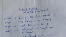 Reduced Syllabus Eco Class Xii - Economics - Notes - Teachmint