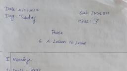 A LESSON TO LEARN - ENGLISH - Notes - Teachmint