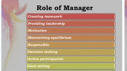 Role Of Manger - Management - Notes - Teachmint