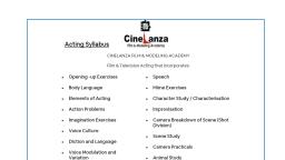 Acting Syllabus - Acting - Notes - Teachmint