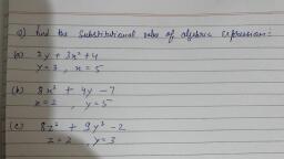 Substitution Values Of Algebraic Expression - Maths - Assignment - Teachmint