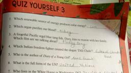 Quiz your Self - General Knowledge - Assignment - Teachmint