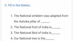 National Symbols - Social - Assignment - Teachmint