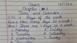 Time And Calendar - Maths - Assignment - Teachmint