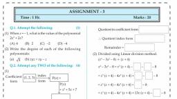 Polynomials - Maths - Assignment - Teachmint