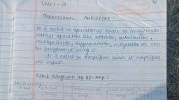 Unit 3 Operational Amp - Electronic - Notes - Teachmint