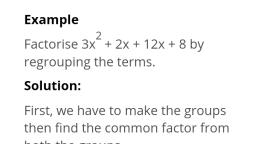 Factorisation - Maths - Notes - Teachmint