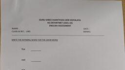 Eng 7 - Rhymes - Assignment - Teachmint