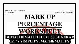 Mark Up Percent - Mathematics - Assignment - Teachmint