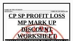 Cp Sp Profit Loss Mp Markup - Mathematics - Assignment - Teachmint