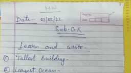 Sub G. K - G.K - Assignment - Teachmint