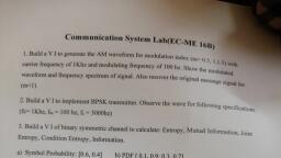 Communication System Lab - Communication Lab - Assignment - Teachmint
