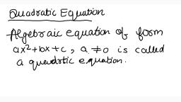 quadratic eq part 1 - Mathematics - Notes - Teachmint