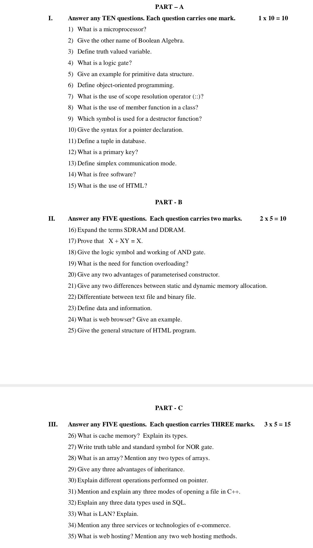 All Chapters - Computer Science - Subjective Test - Teachmint