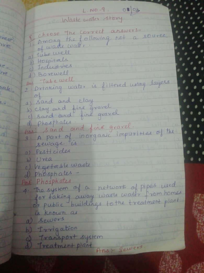 Wastewater Story - Science - Assignment - Teachmint