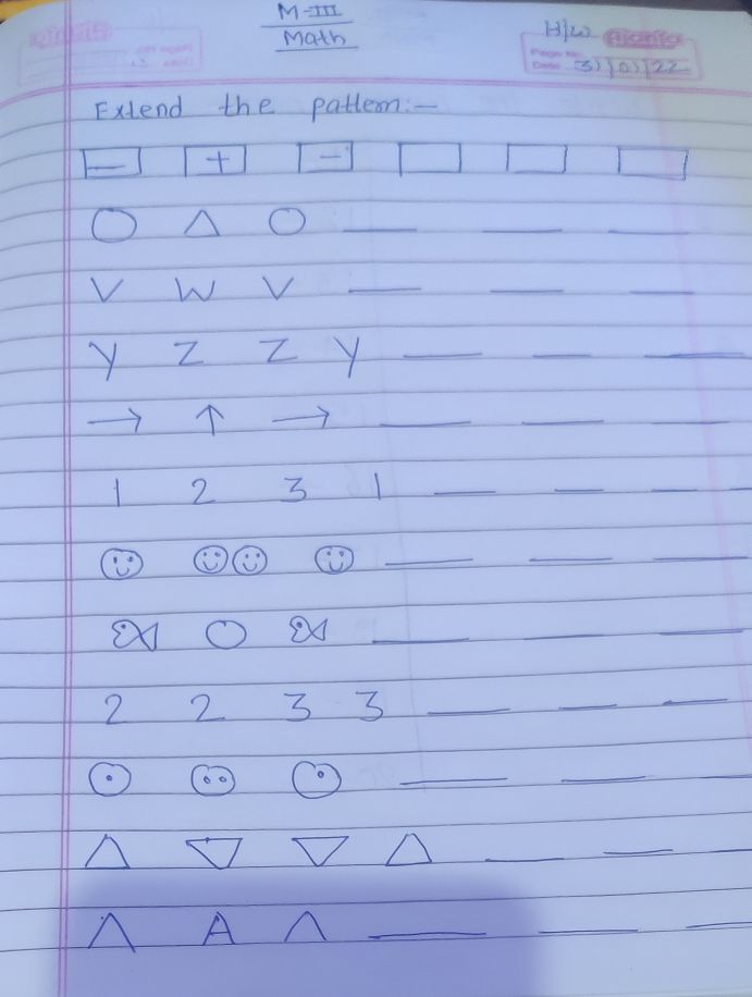 Patterns - Maths - Assignment - Teachmint