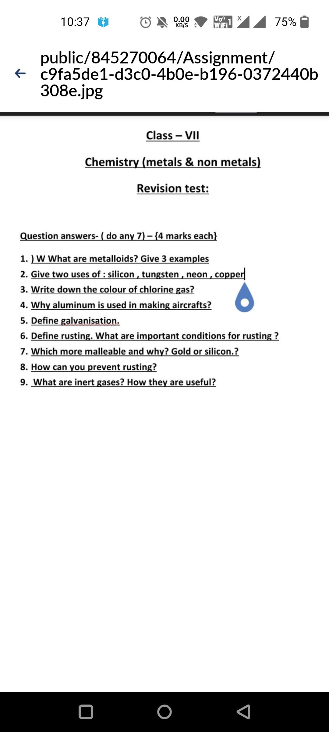 Metals 2 - Chemistry - Subjective Test - Teachmint