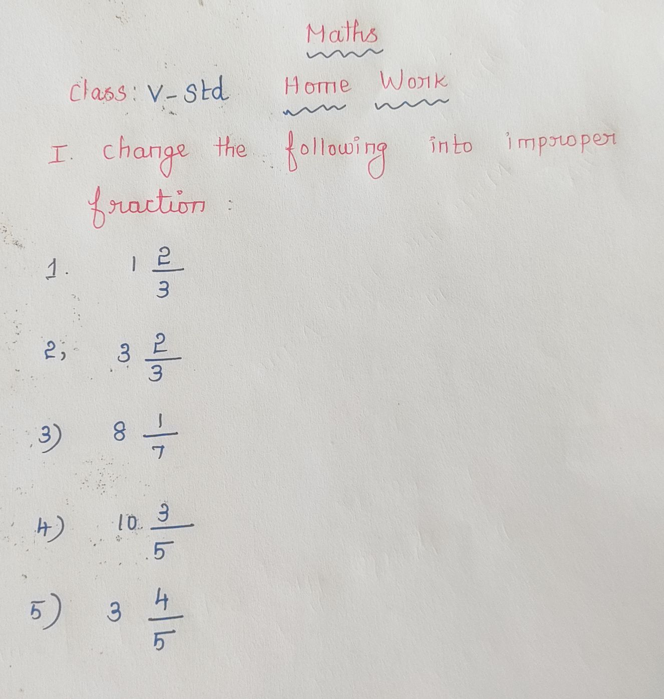 Fractions - Maths - Assignment - Teachmint