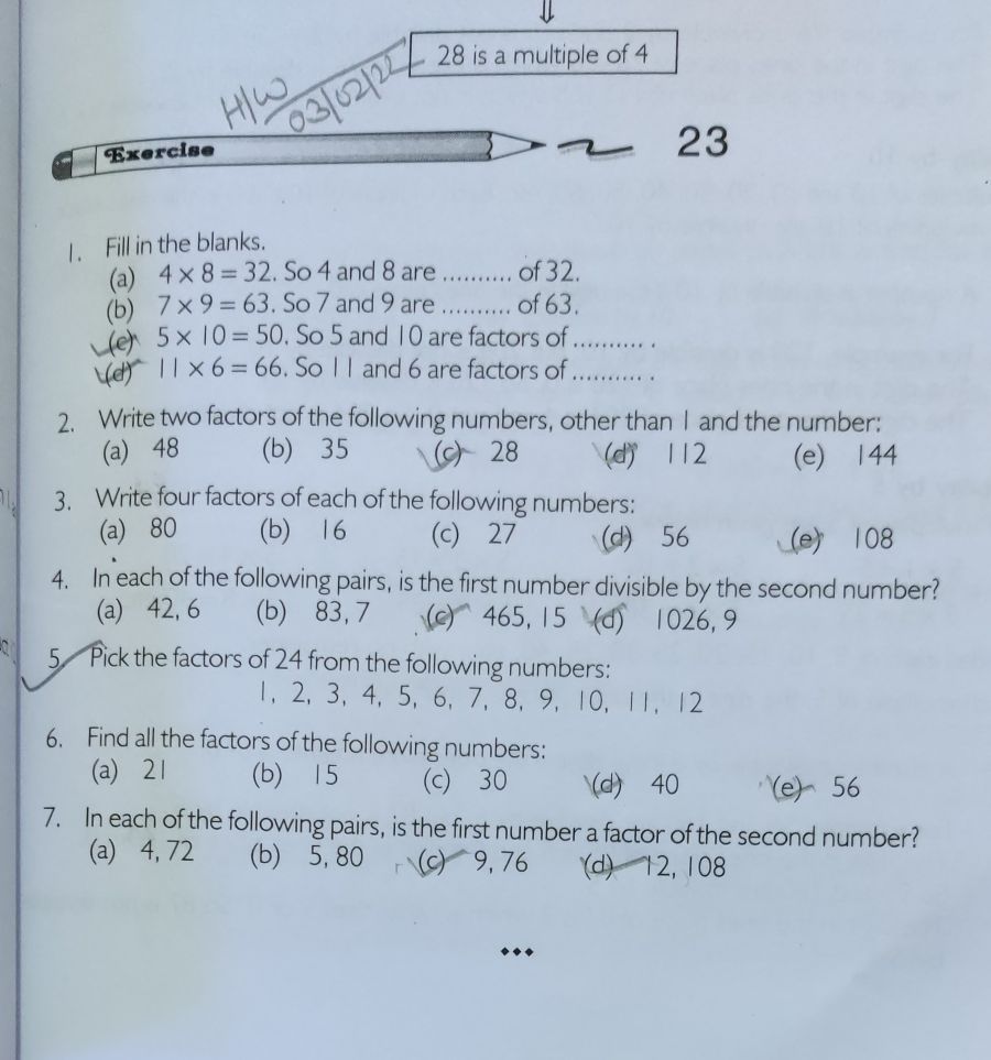 Multiple And Factors - Maths - Assignment - Teachmint