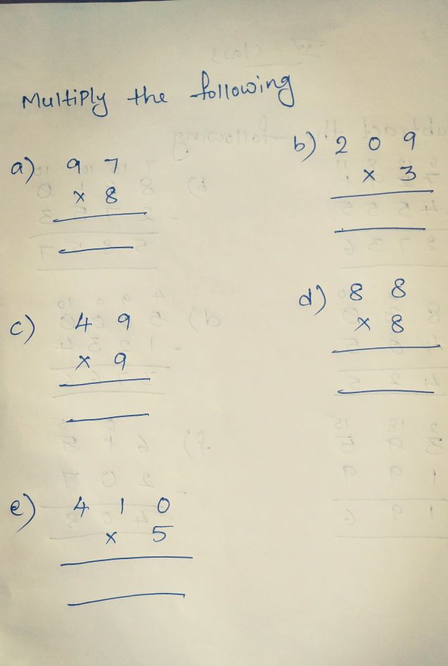 Multiplications - Maths - Assignment - Teachmint