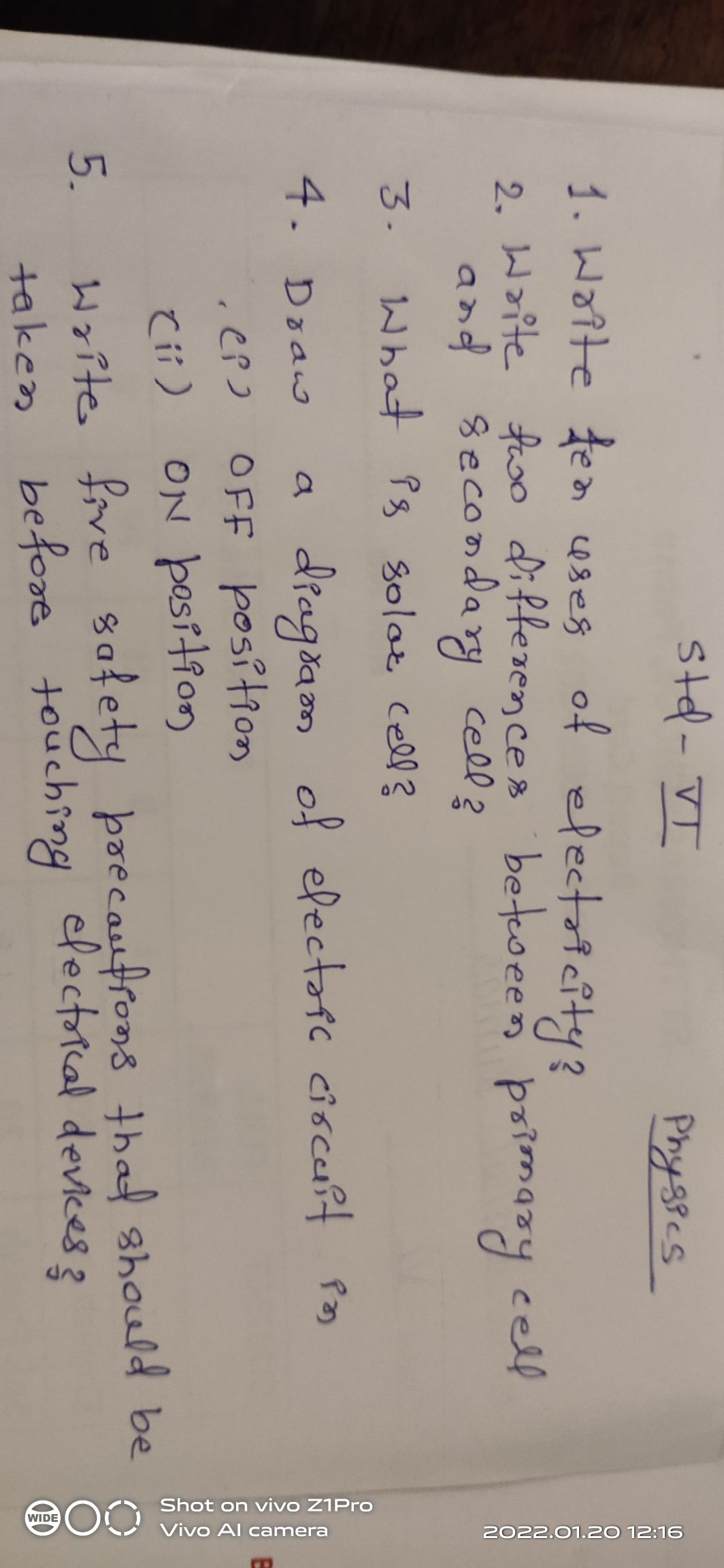 Electricity and Circuits - Physics - Assignment - Teachmint