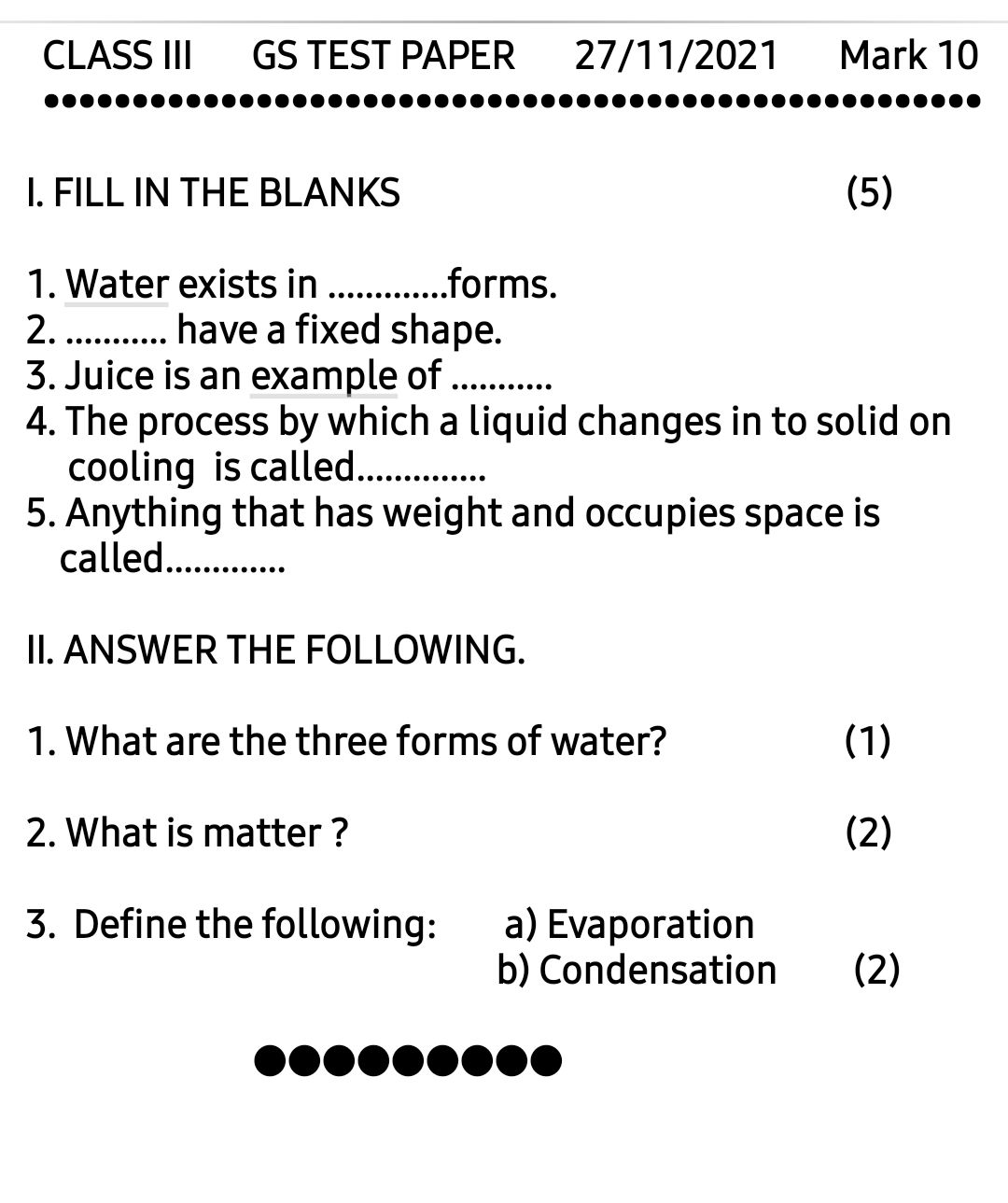 GS TP - G S - Subjective Test - Teachmint