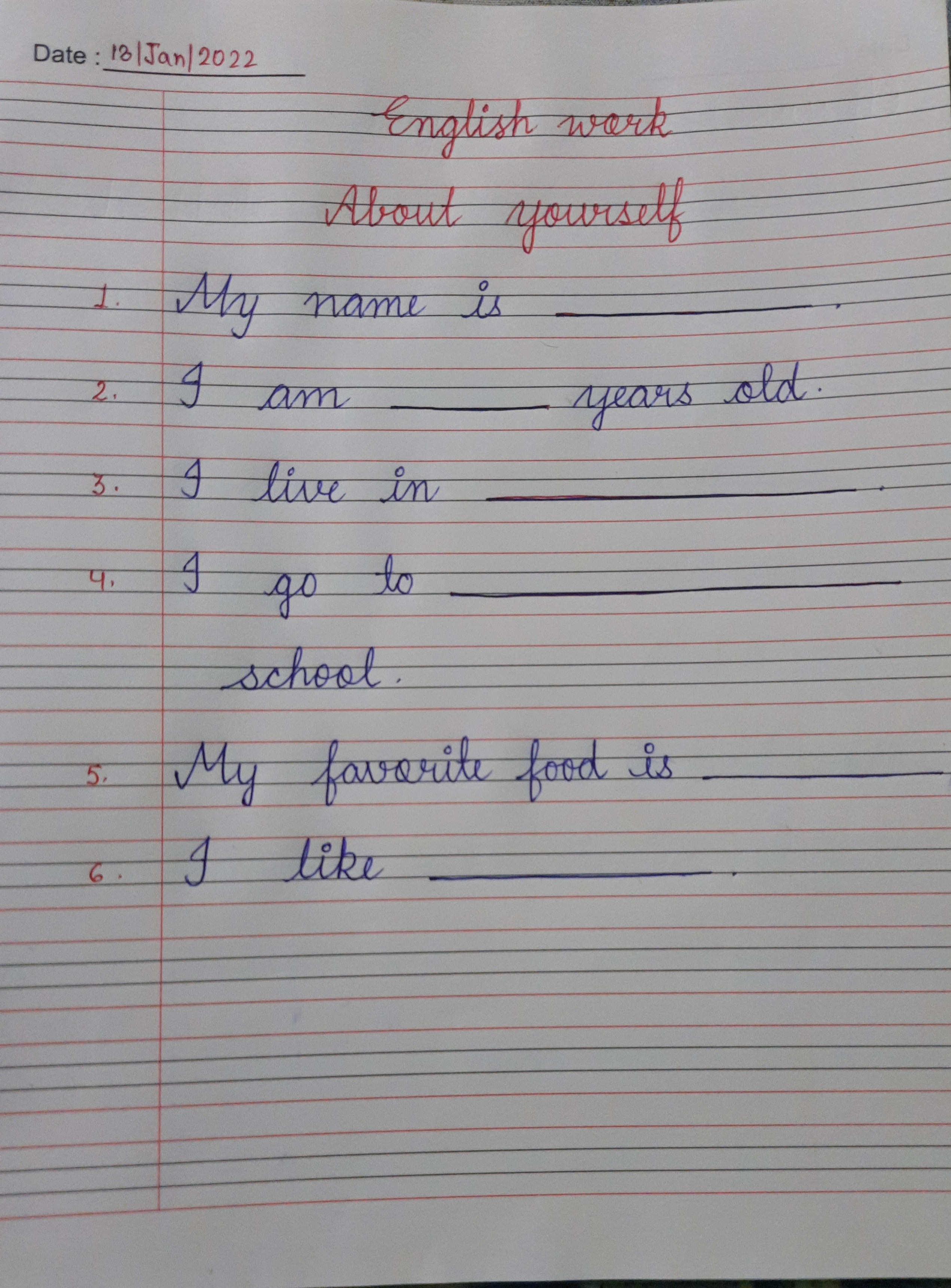 Class 1st English Work English Notes Teachmint