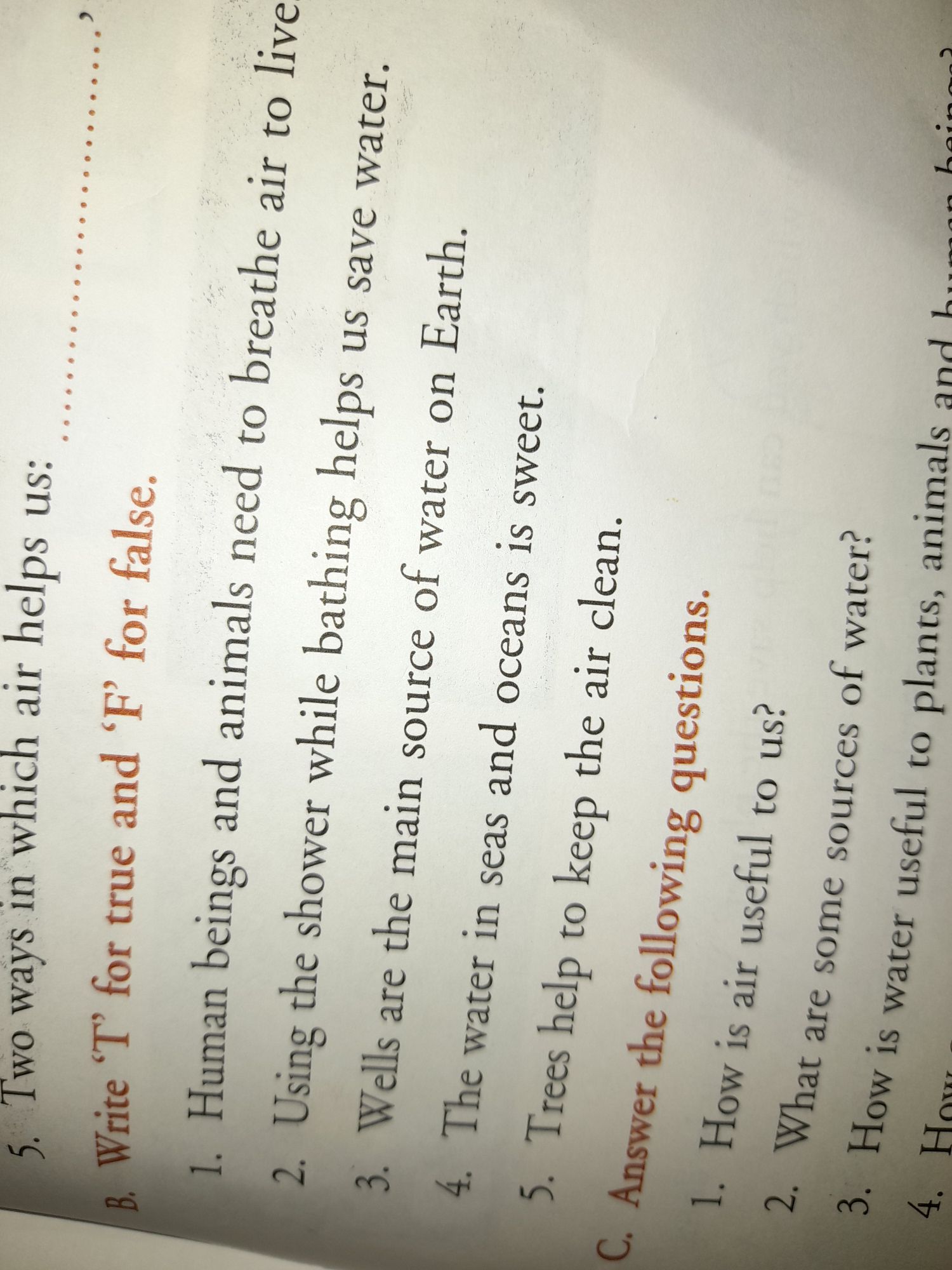 Lesson 20=air & Water - Environmental Studies (EVS) - Assignment - Teachmint