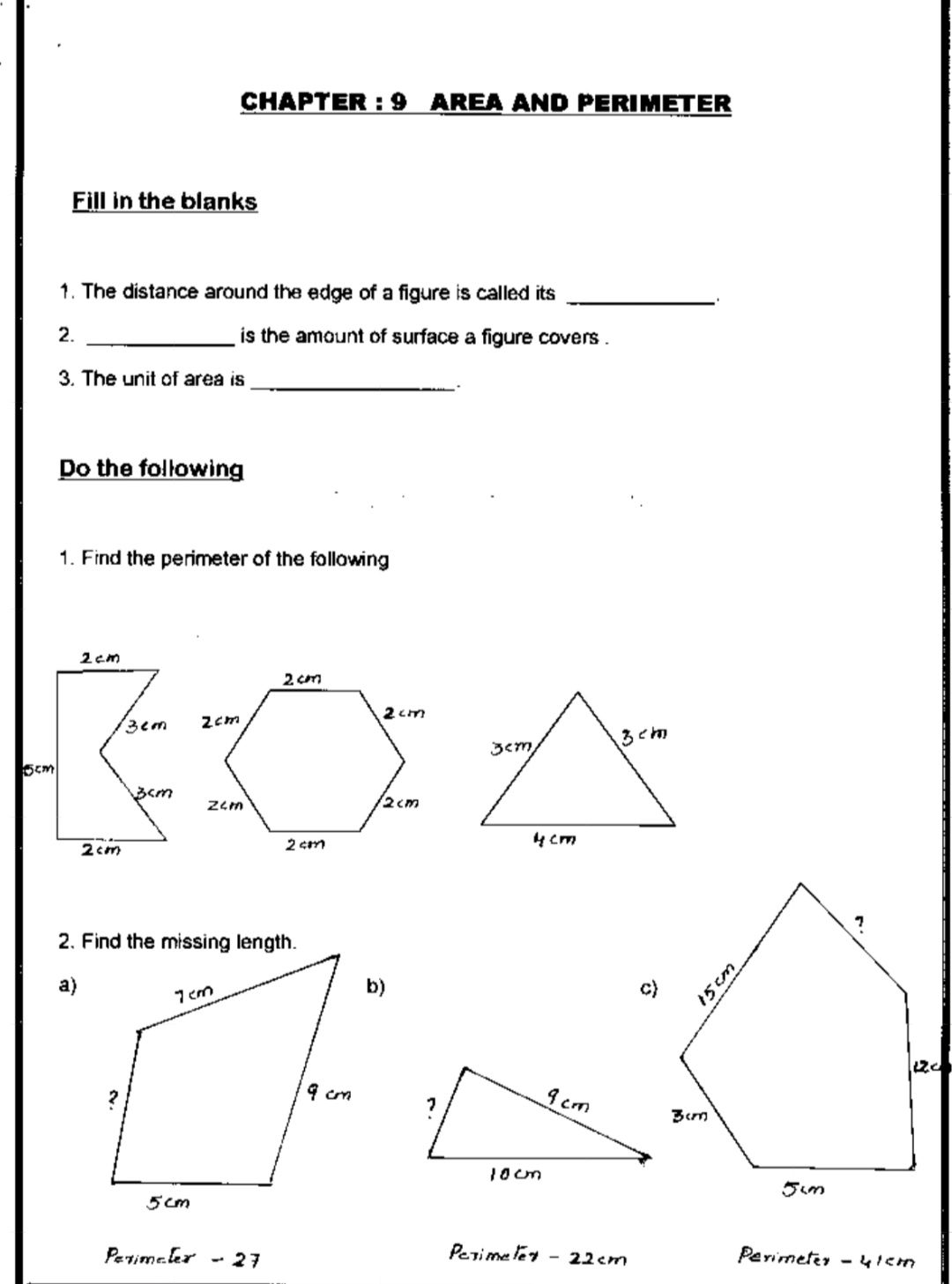 Perimeter And Area - Maths - Assignment - Teachmint