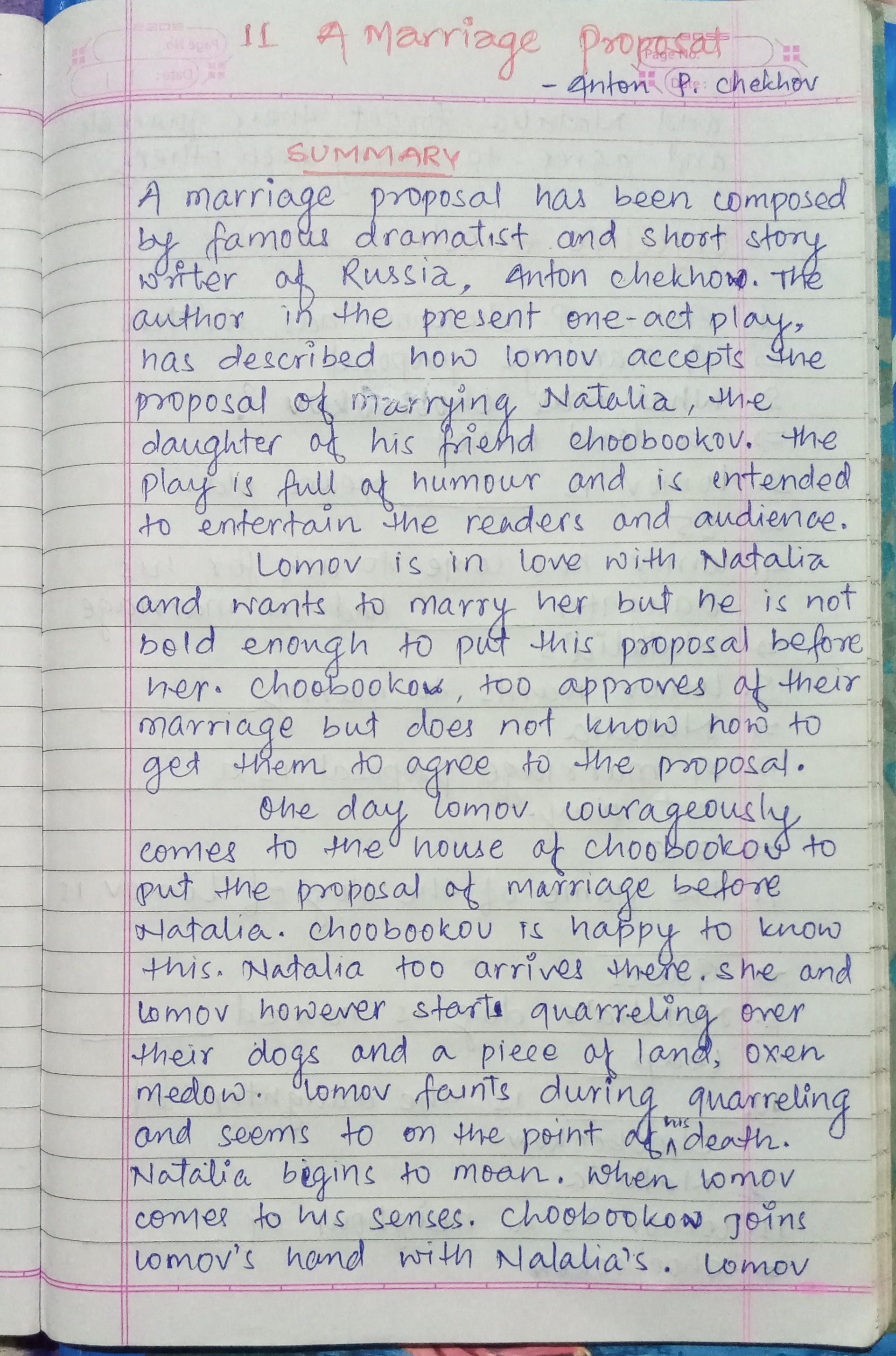 10 A Marriage Proposal English Notes Teachmint