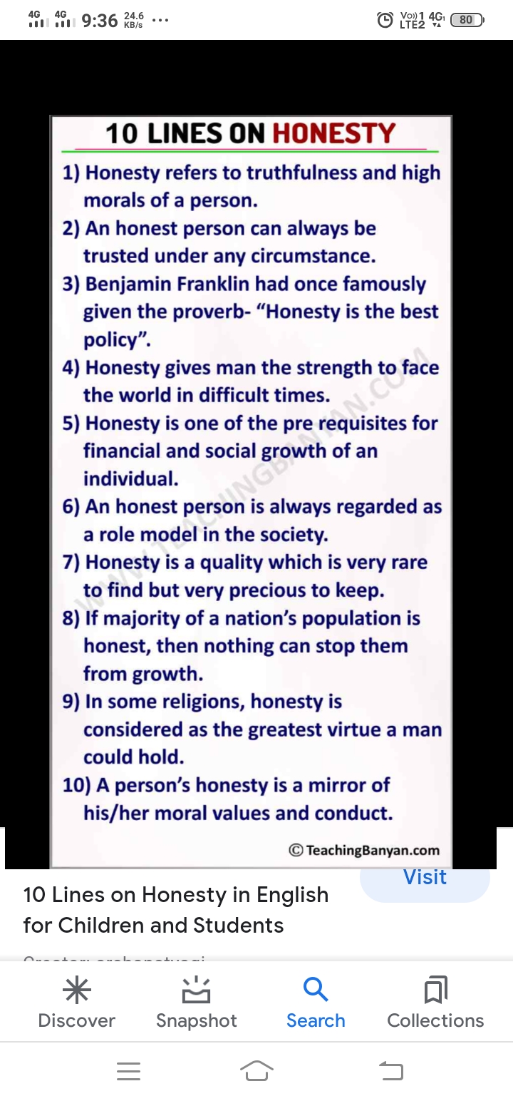 Honesty - Social Science - Notes - Teachmint