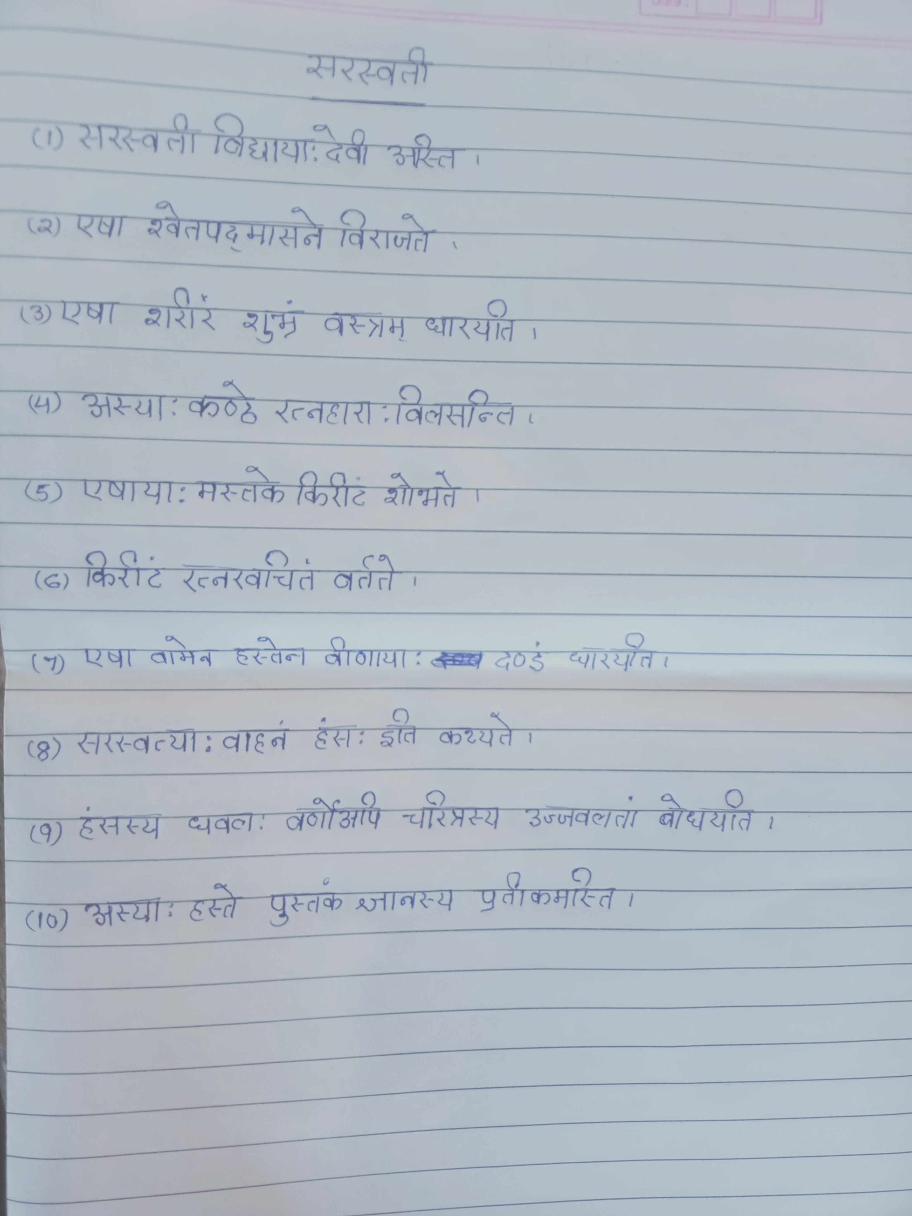 Saraswati Nibandh - Sanskrit - Notes - Teachmint
