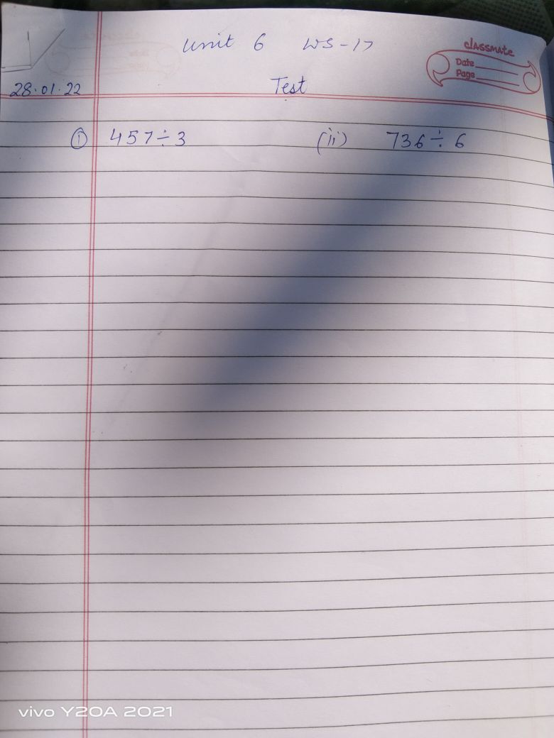 Unit 6 Maths Subjective Test Teachmint 3578