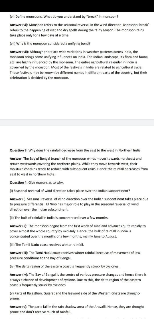 Basic Questions Geography - All Subjects - Notes - Teachmint