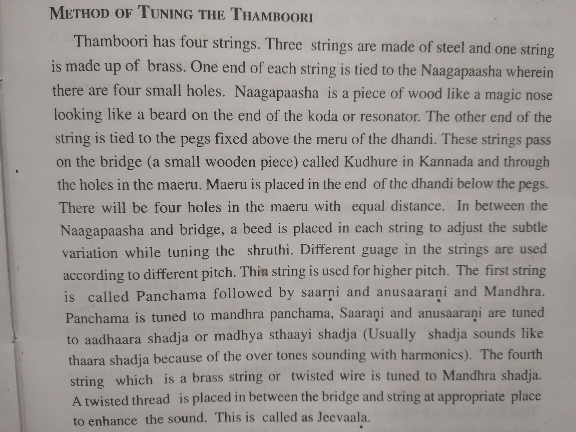 Method Of Tuning Tamboori - English - Violin - Notes - Teachmint