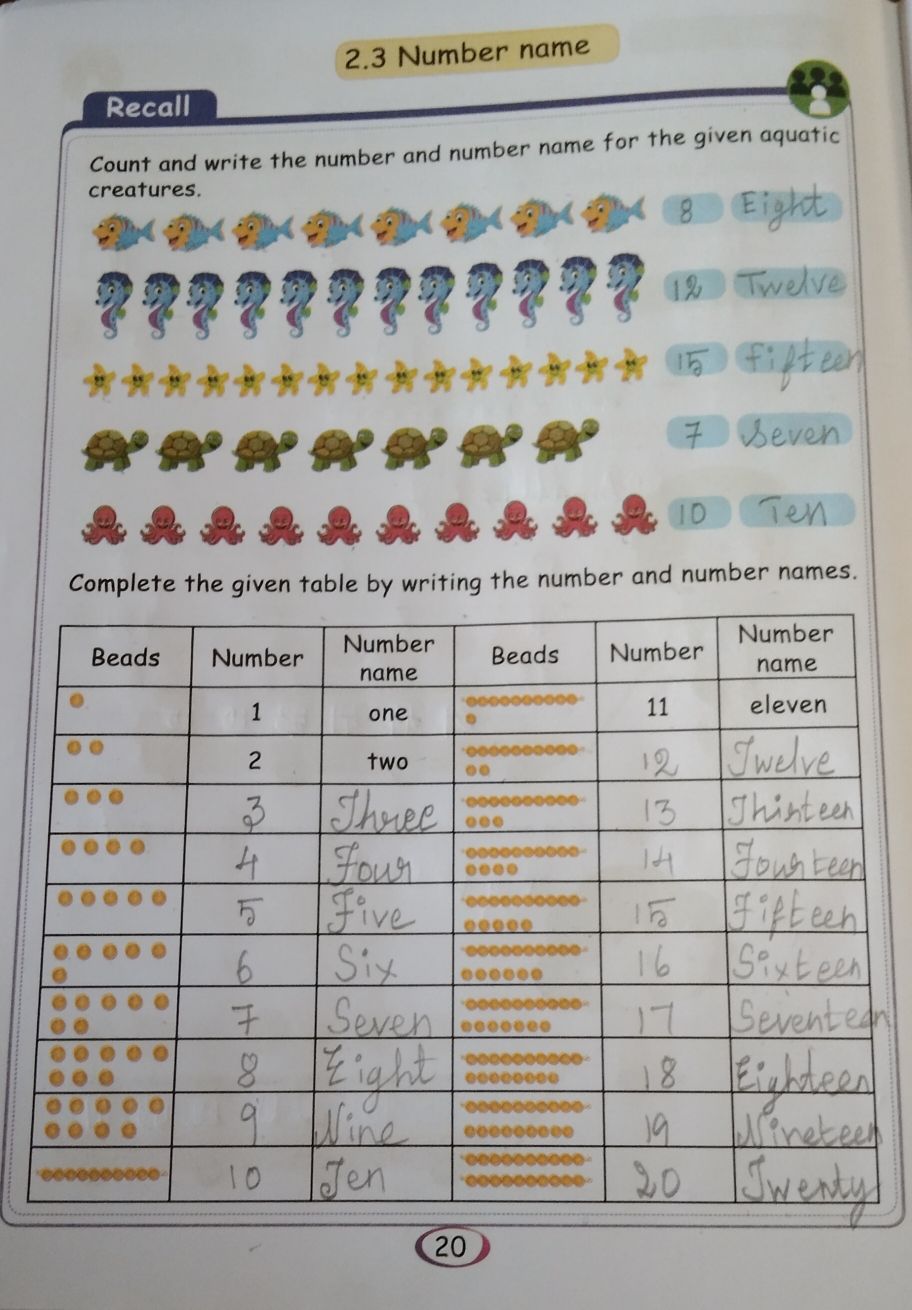 Number Names - Maths - Assignment - Teachmint