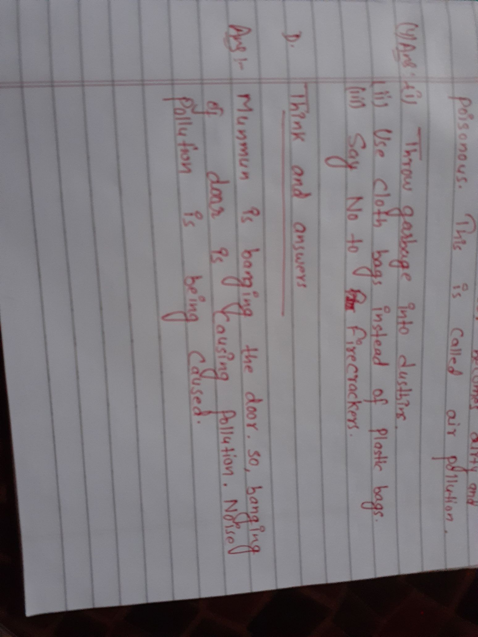 Pollution - Environmental Studies (EVS) - Assignment - Teachmint