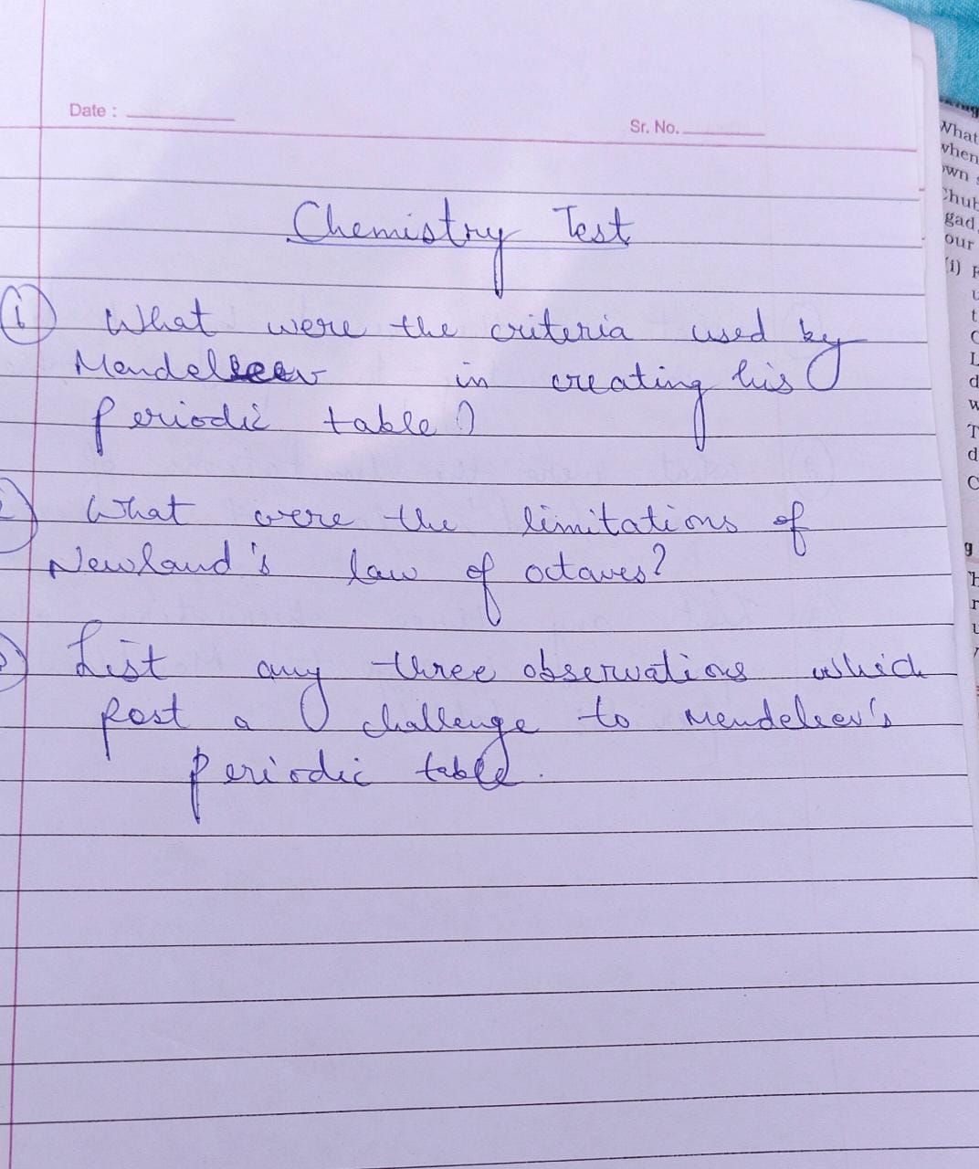 Periodic Classification Of Elements - Chemistry - Subjective Test ...