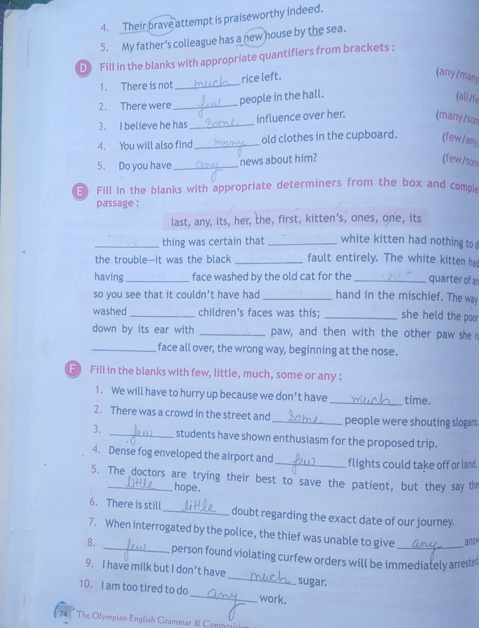 Determiners - English & Computer - Assignment - Teachmint