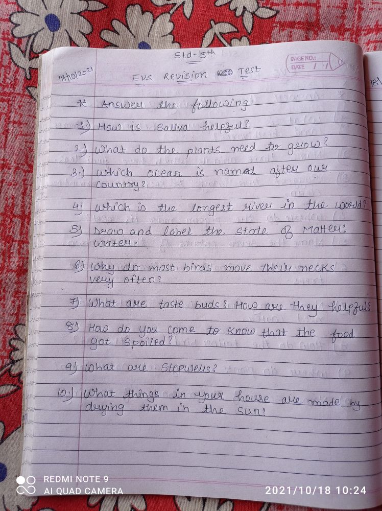 Evs Revision Worksheet 18-10-2021 - Evs & Computer - Assignment - Teachmint